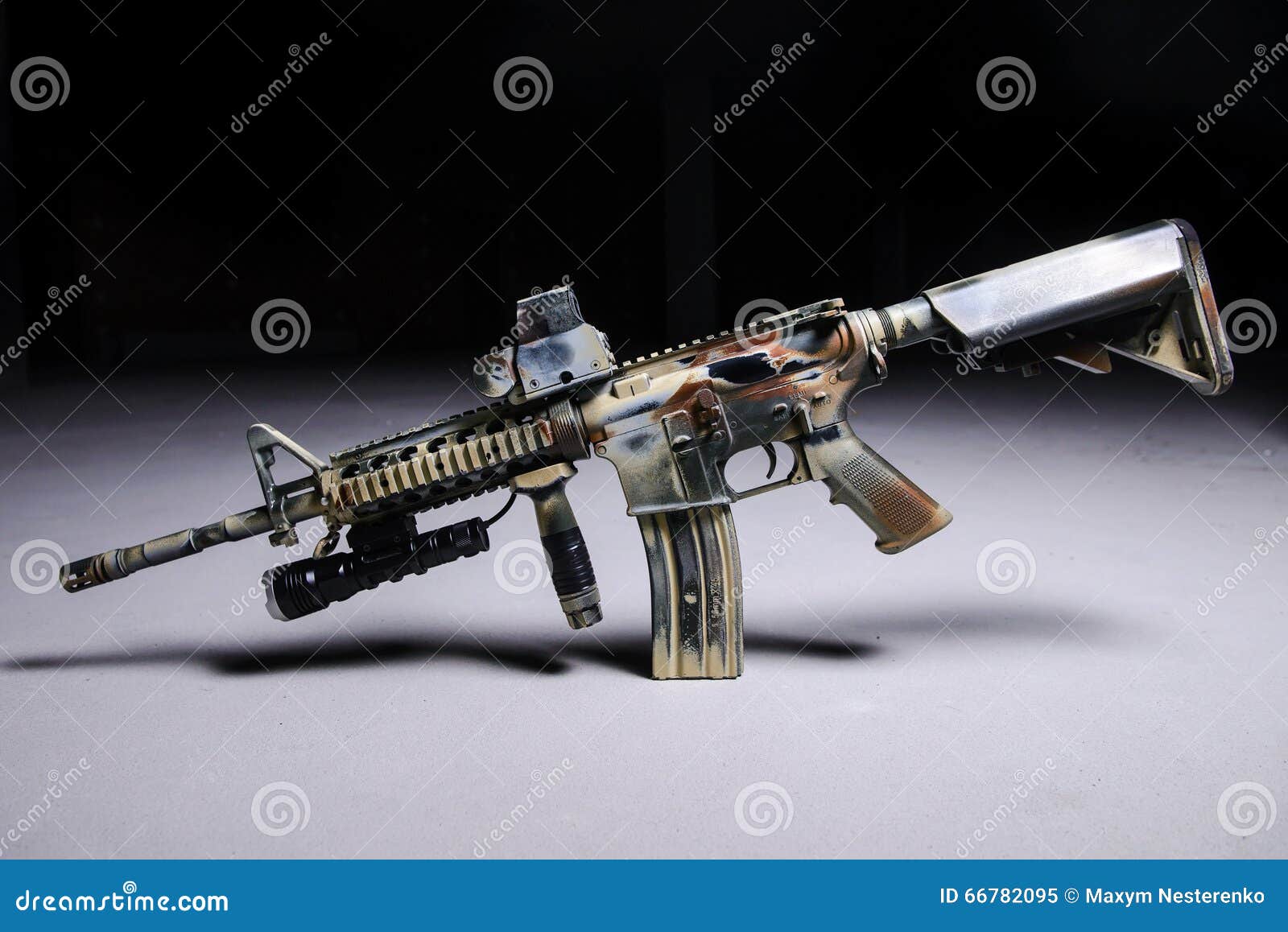 Automatic rifle M16 stock image. Image of collimator - 66782095