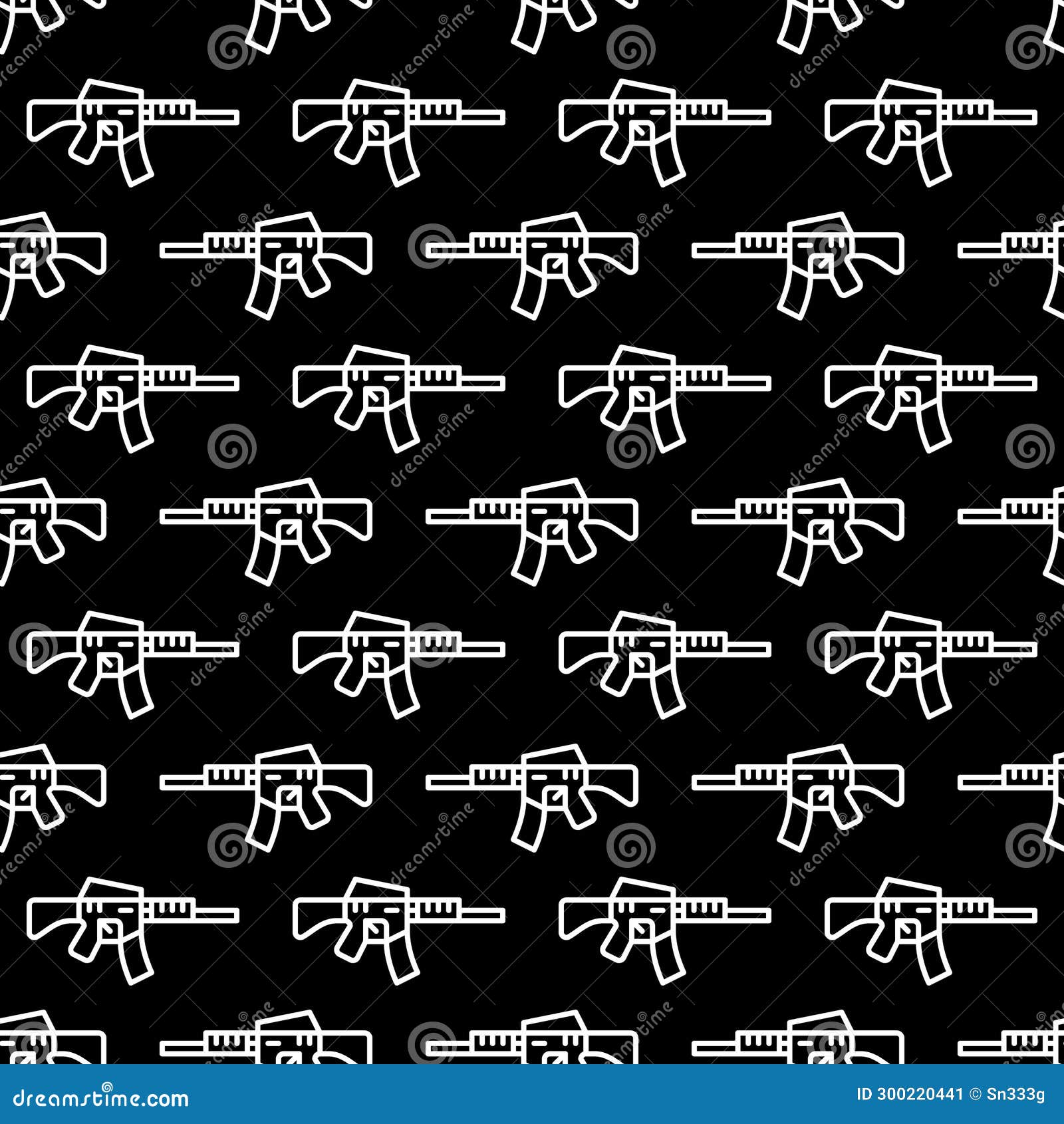 Automatic Rifle Vector Concept Linear Dark Seamless Pattern. Assault ...