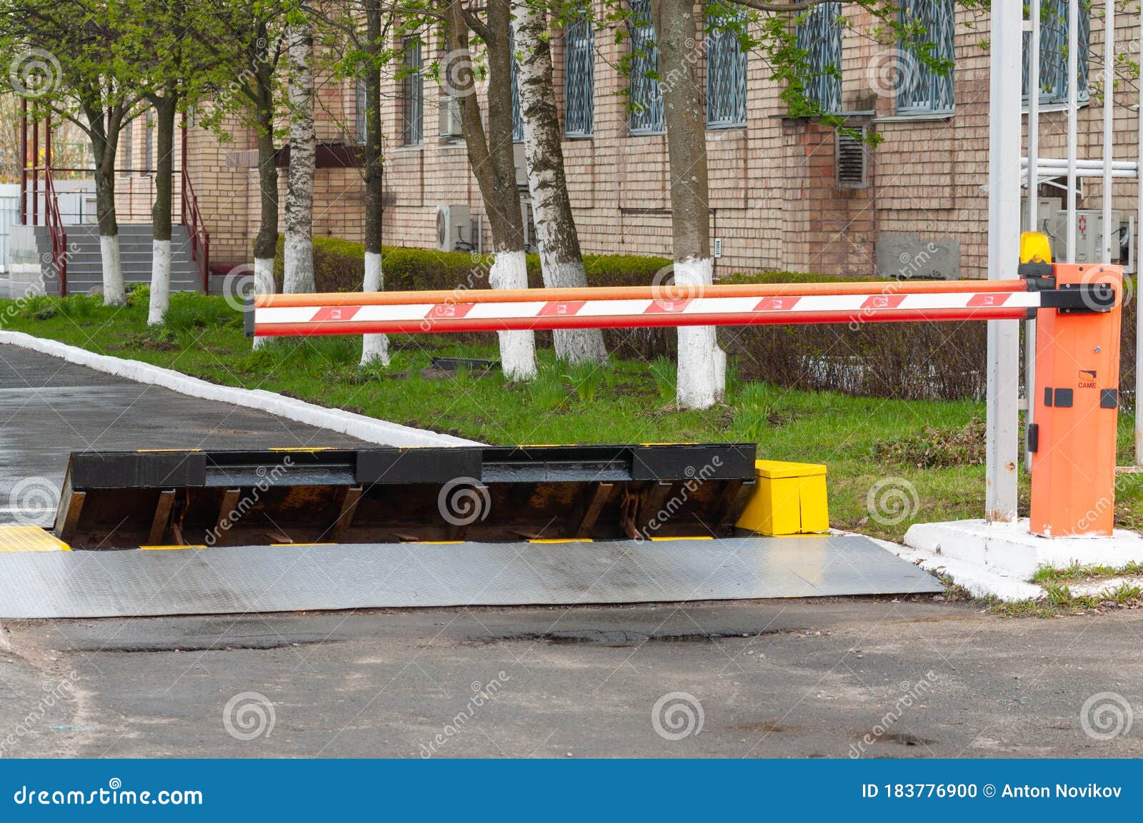 Automatic Road Blocker Locks Access To the Protected Area Stock Photo ...