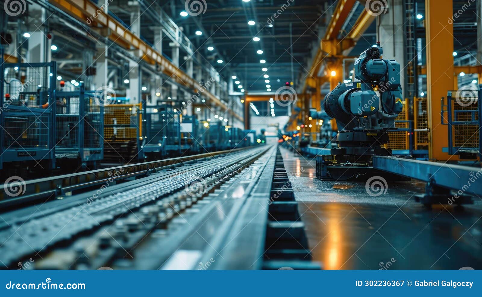 Automatic Robot Arm on Production Line Factory in Warehouse Assembly ...