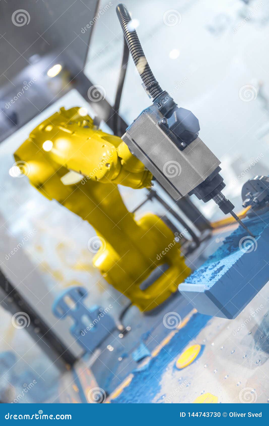 Automatic Robot Arm Working in Industrial Environment Stock Photo ...