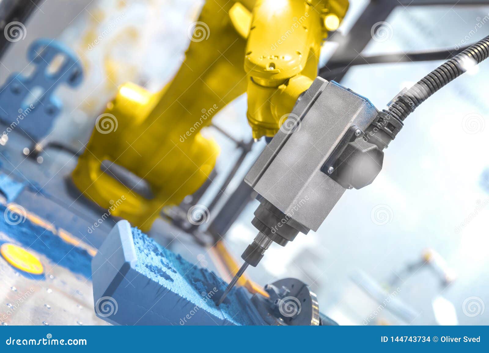 Automatic Robot Arm Working in Industrial Environment Stock Photo ...