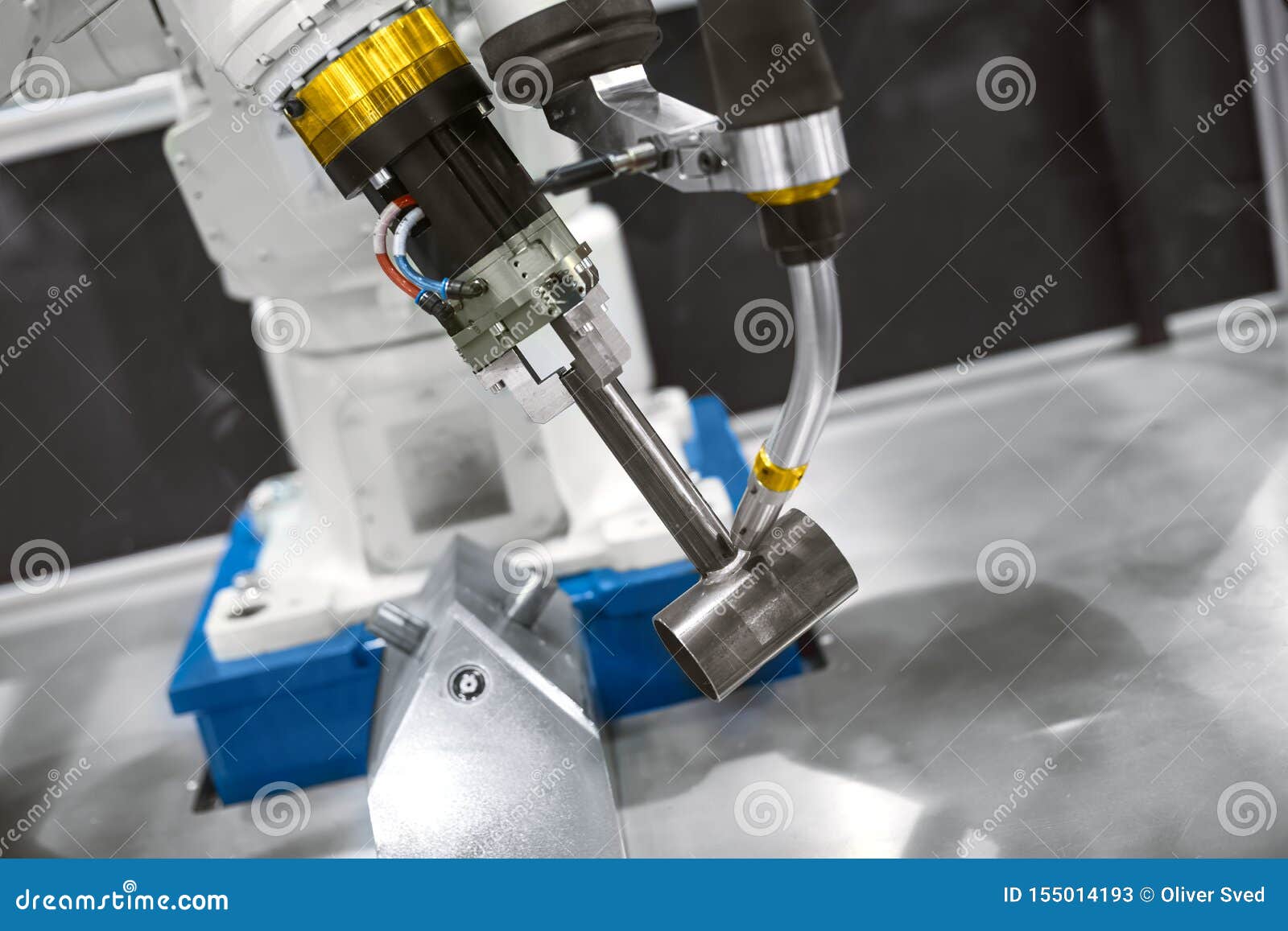 Automatic Robot Arm Working in Industrial Environment Stock Image ...