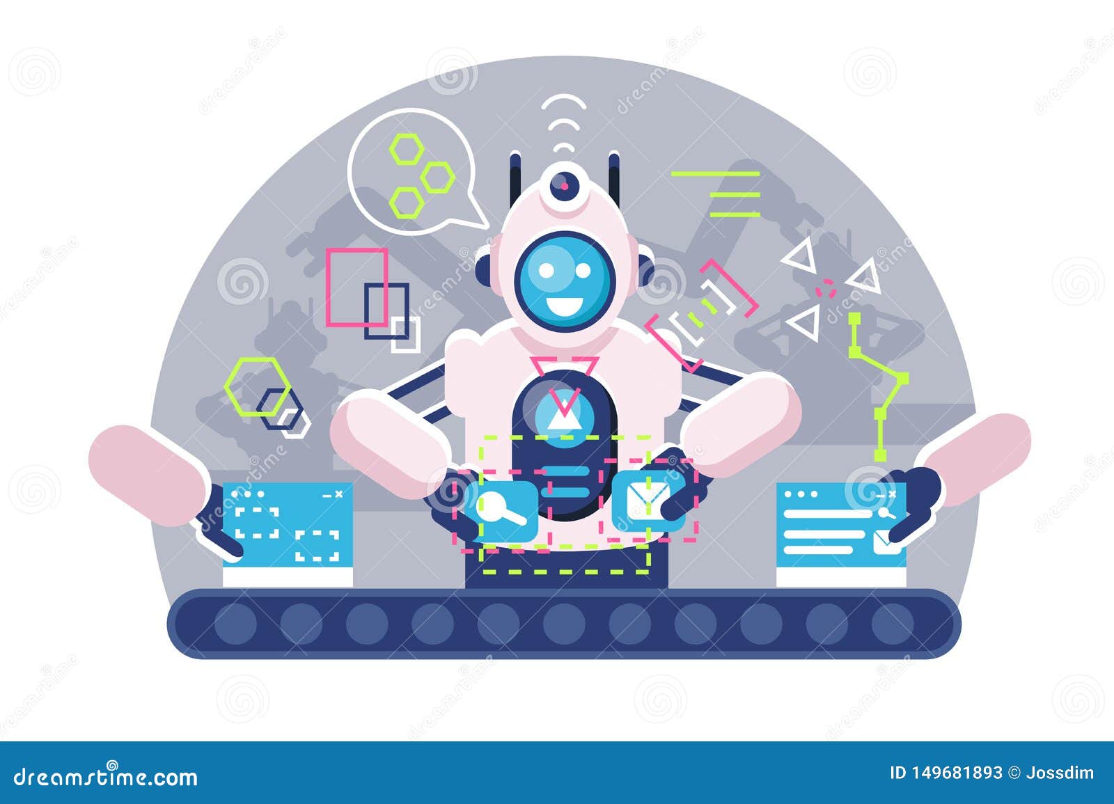 Conveyor Automatization Linear Icon Concept. Conveyor Automatization ...
