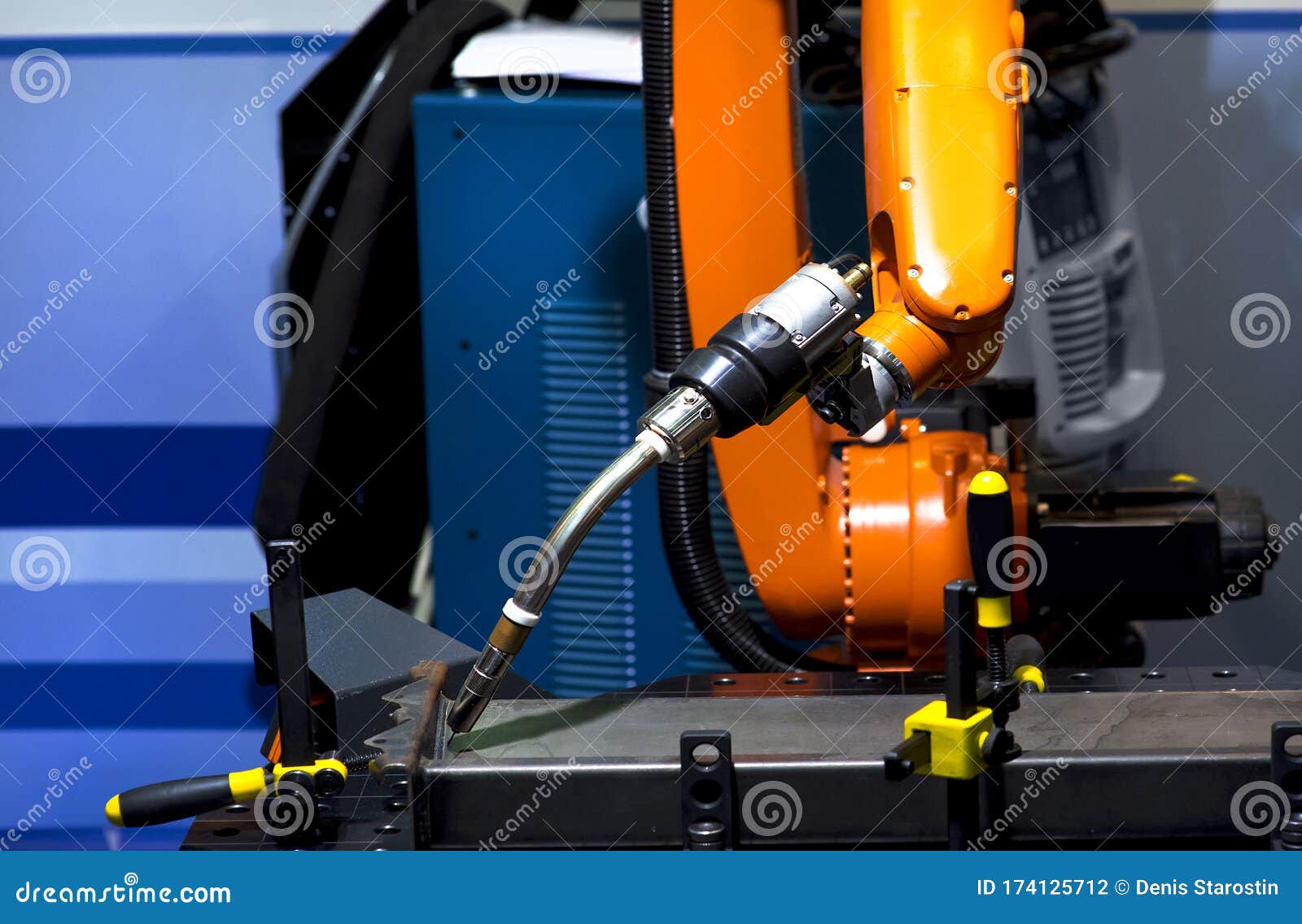 Automatic Robotic Arm for Metal Welding Operations Stock Photo - Image ...
