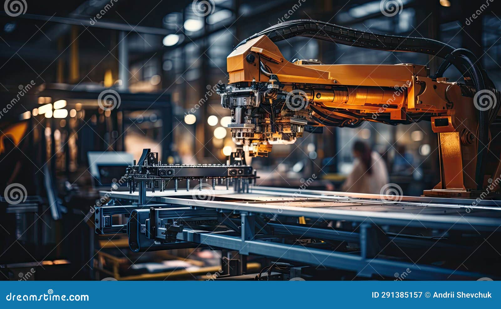 Automatic Robotic Arm Working on the Production Line in the Factory ...