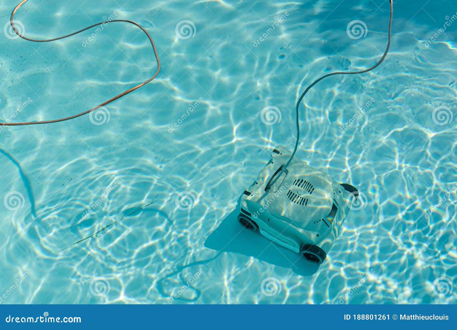 Robotic Pool Vacuum Cleaner Under Water Cleaning the Floor Stock Image ...