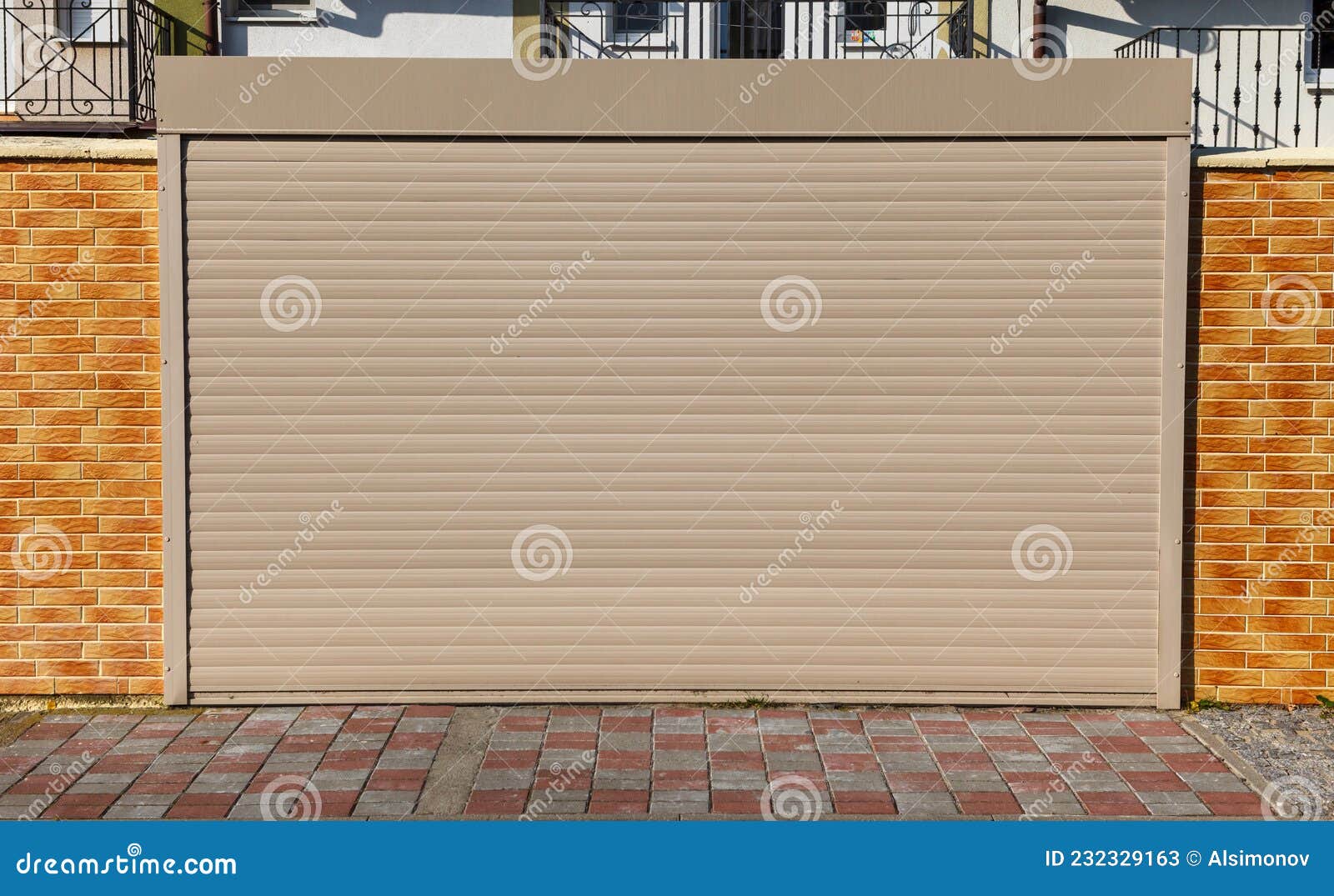 Automatic Roller Shutter Gates in Beige Color Stock Image - Image of ...