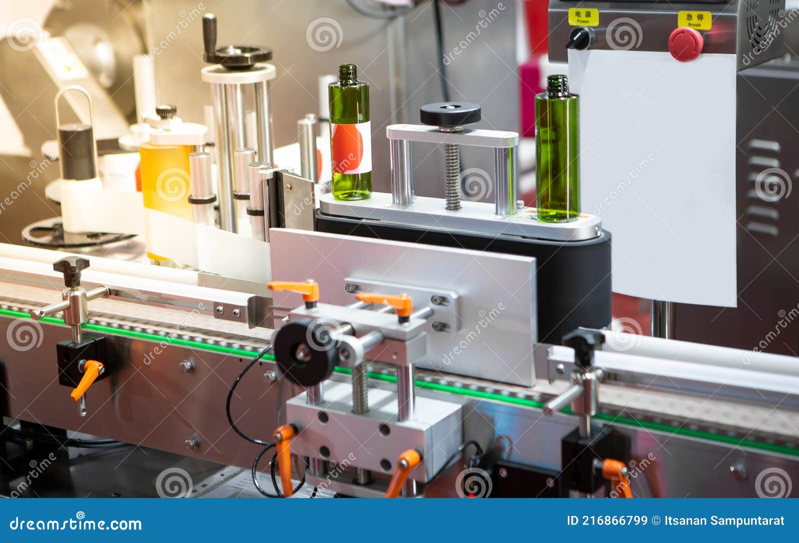 Automatic Round Bottle Labelling Machine Sticker Stock Image - Image of ...