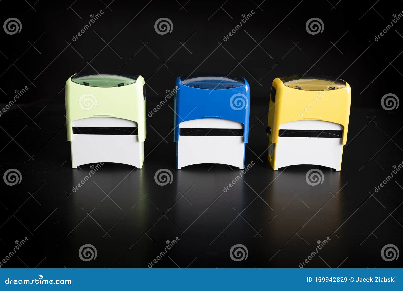 Automatic Rubber Stamp .Modern Plastic Rubber Stamps on a Black ...
