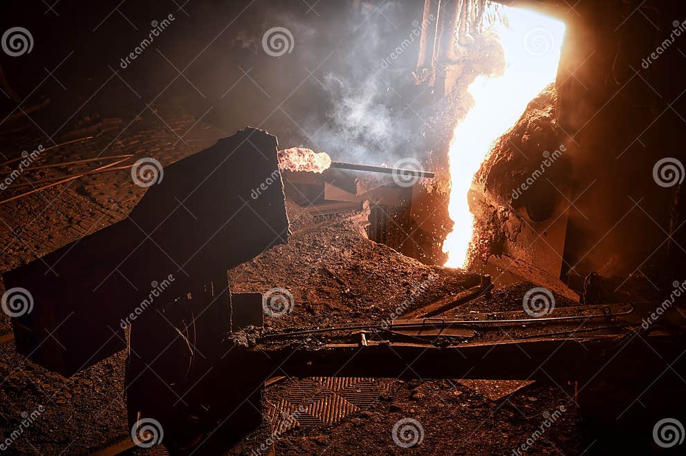 Automatic Sampler. the Process of Taking a Sample of Liquid Metal in a ...
