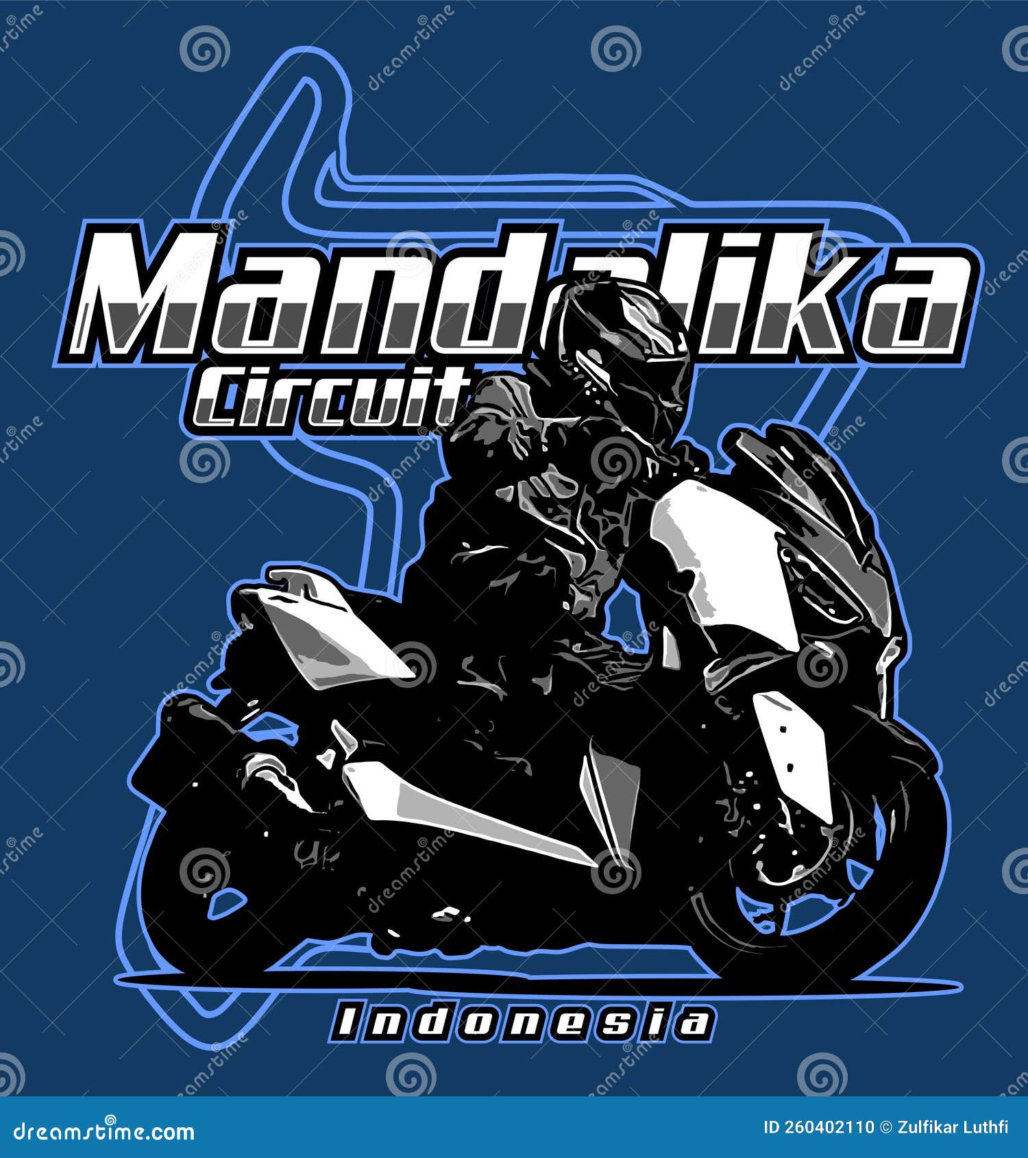 Mandalika Circuit Racing Map With Racer Image Cartoon Vector ...