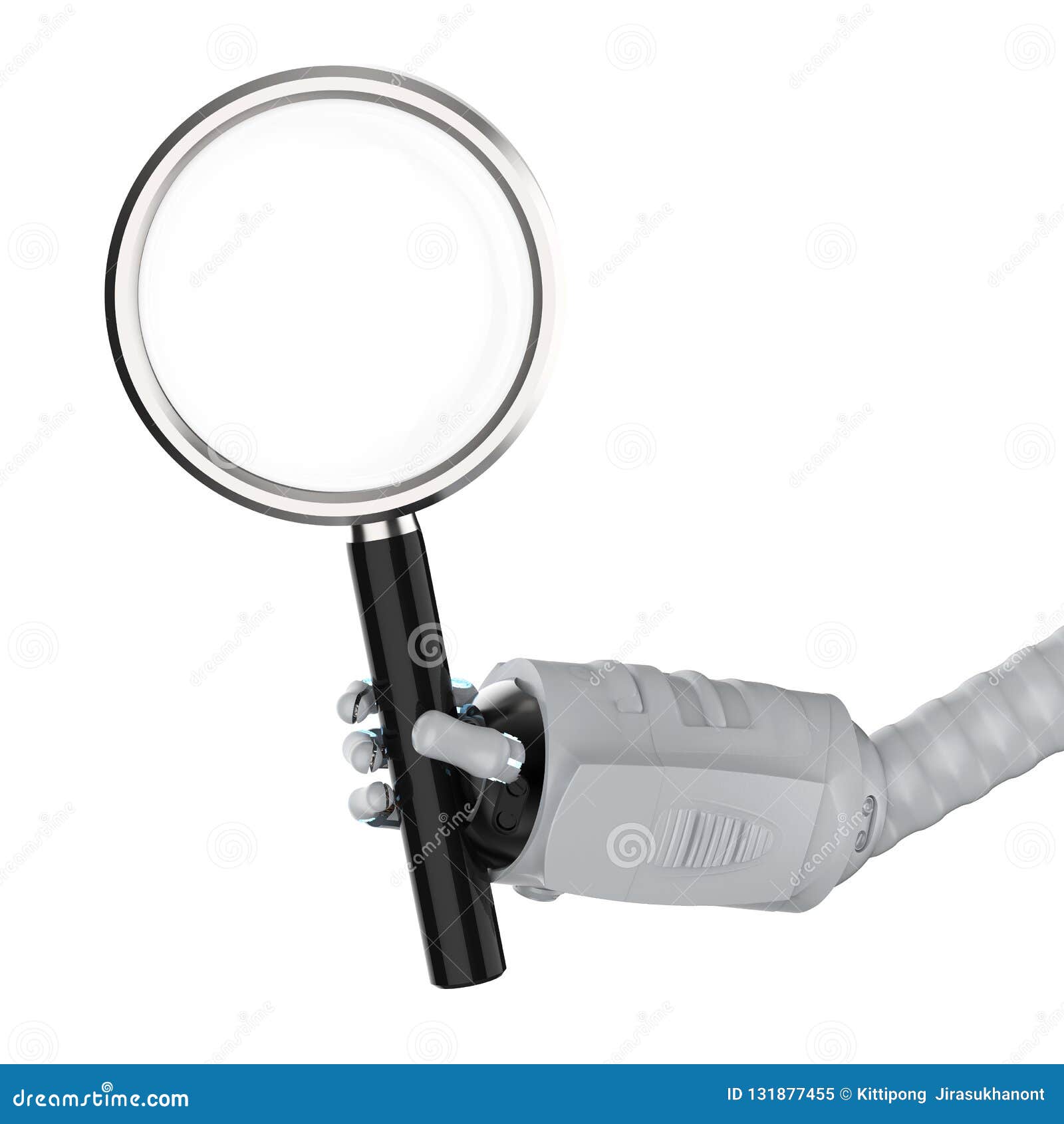 Robot with Magnifying Glass Stock Illustration - Illustration of ...