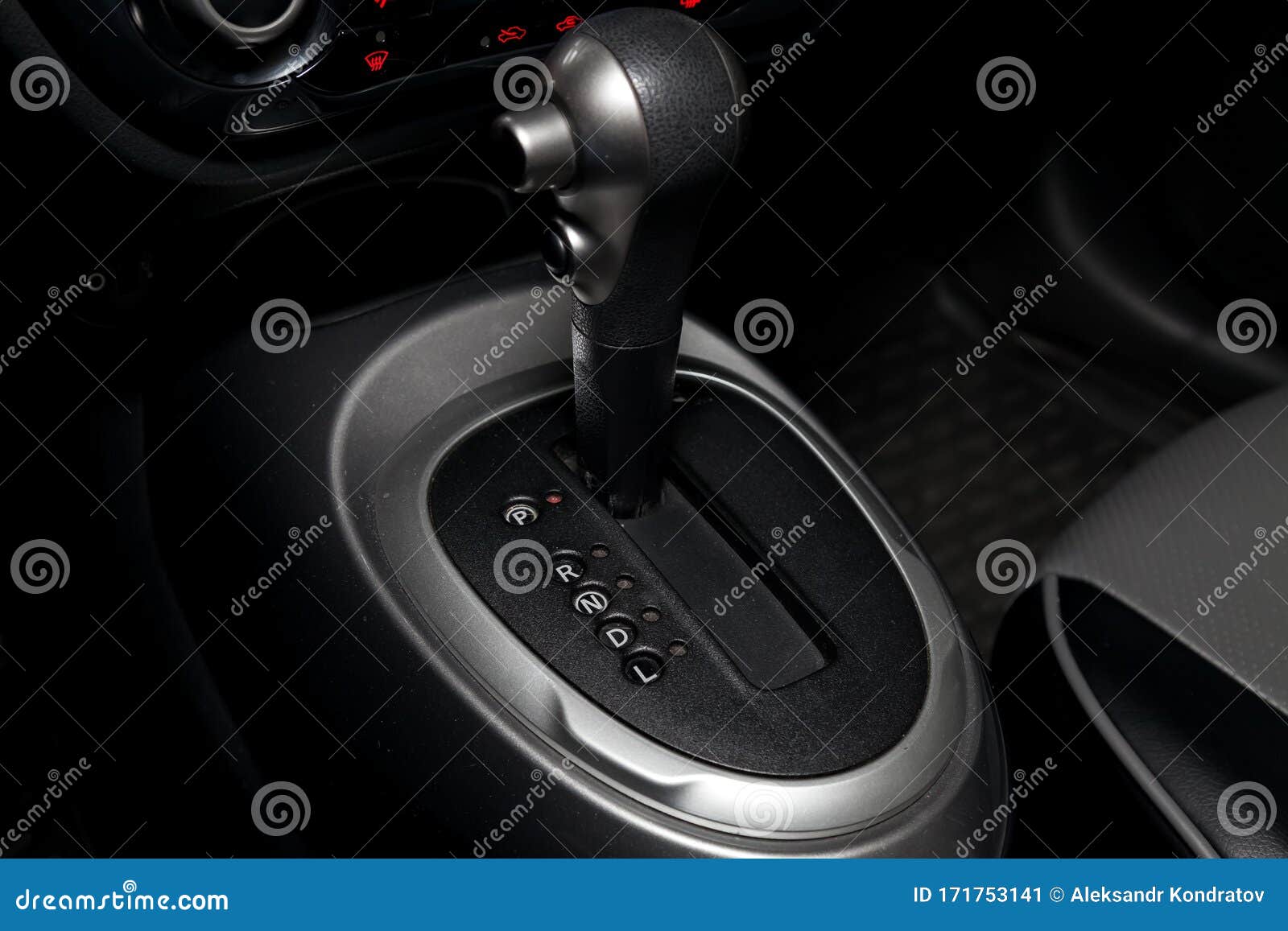 Automatic Shift Gear Knob in the Passenger Compartment of the Car in ...