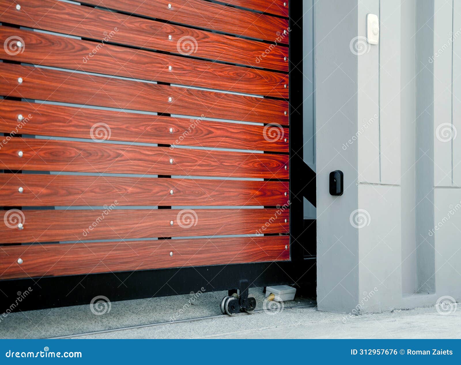Automatic Sliding Front Gate at Modern Villa Stock Photo - Image of ...