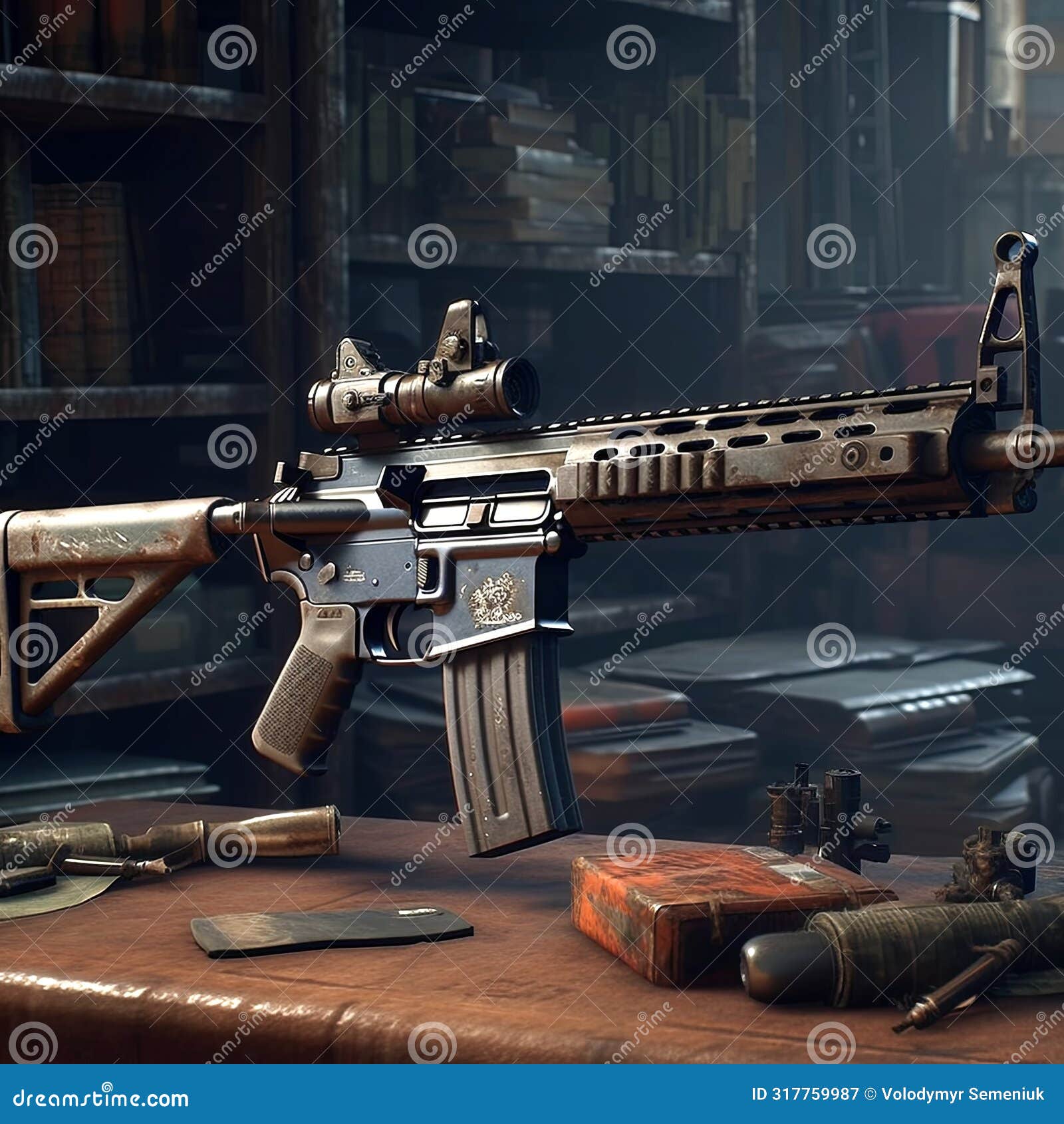 An Automatic Small Arms Mockup for a Video Game Stock Illustration ...