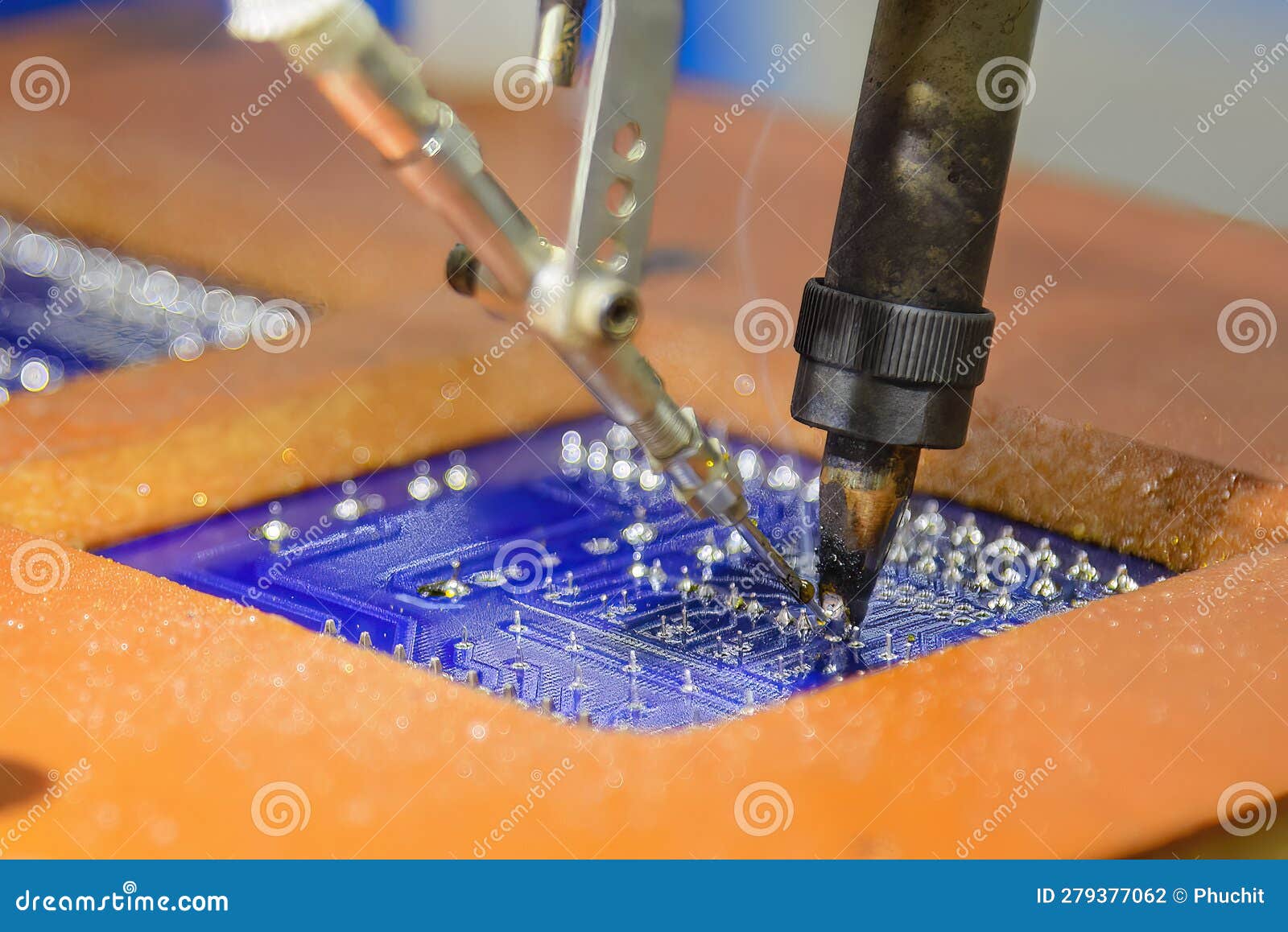 The Automatic Soldering Machine Operation with PCB Board Stock Photo ...