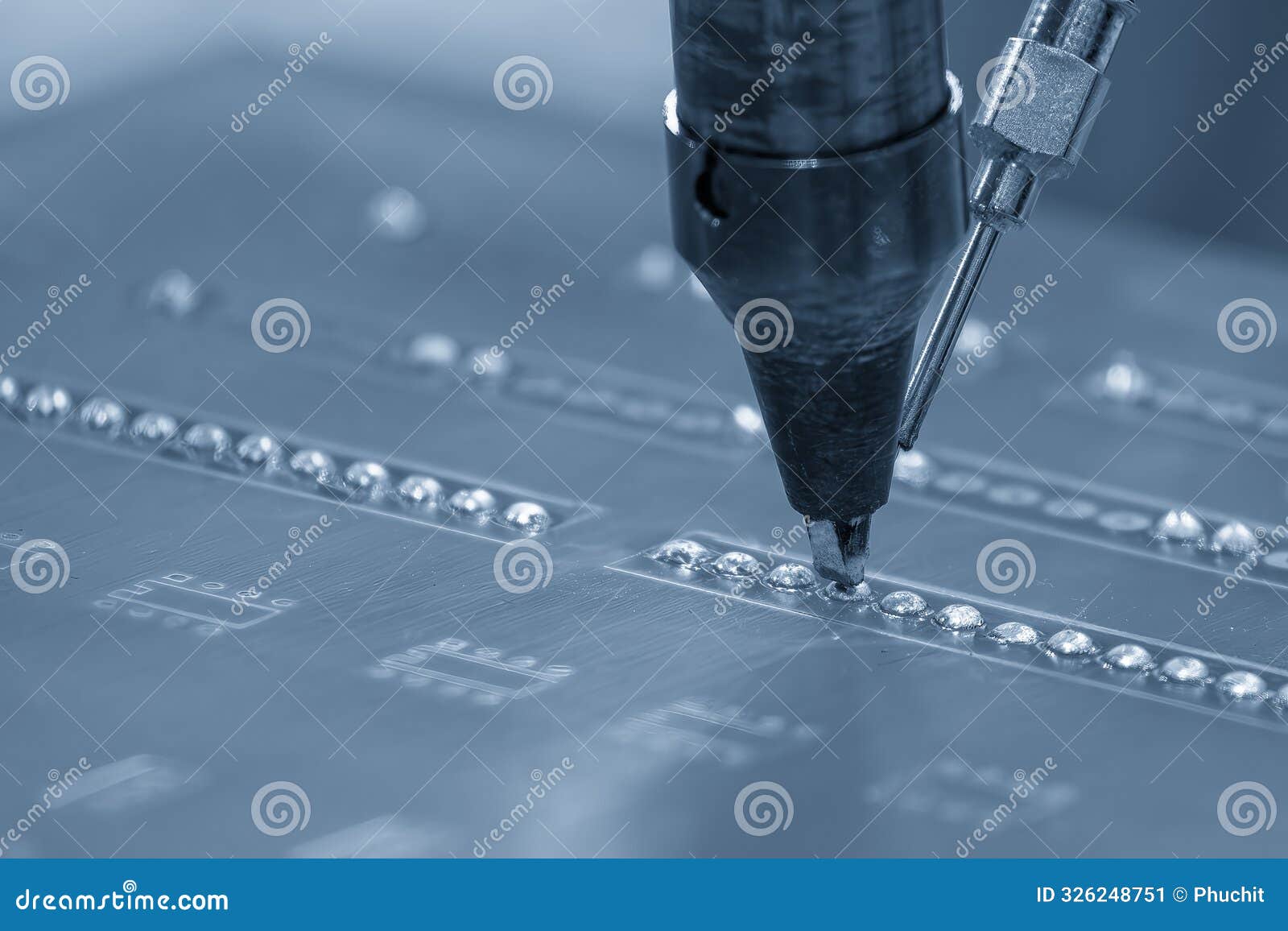 The Automatic Soldering Machine Operation with PCB Board Stock Image ...