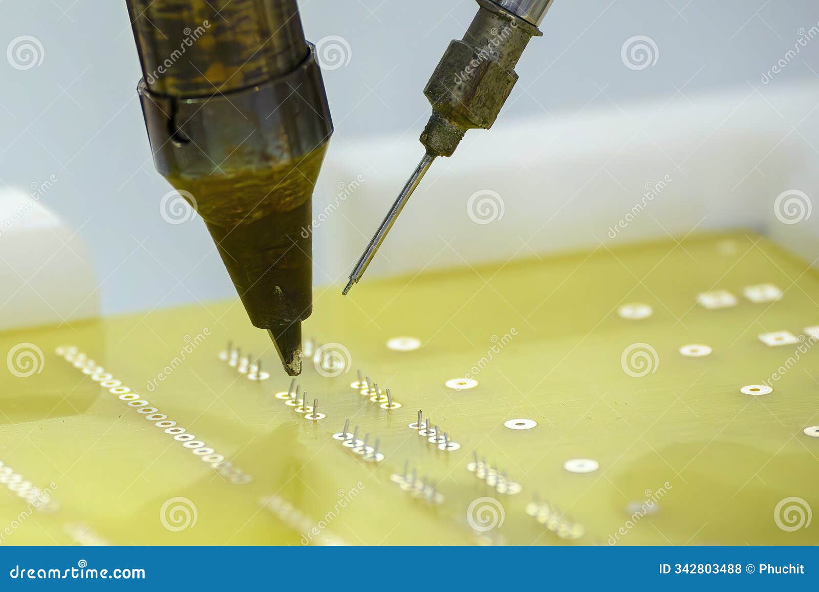 The Automatic Soldering Machine Operation with PCB Board Stock Photo ...