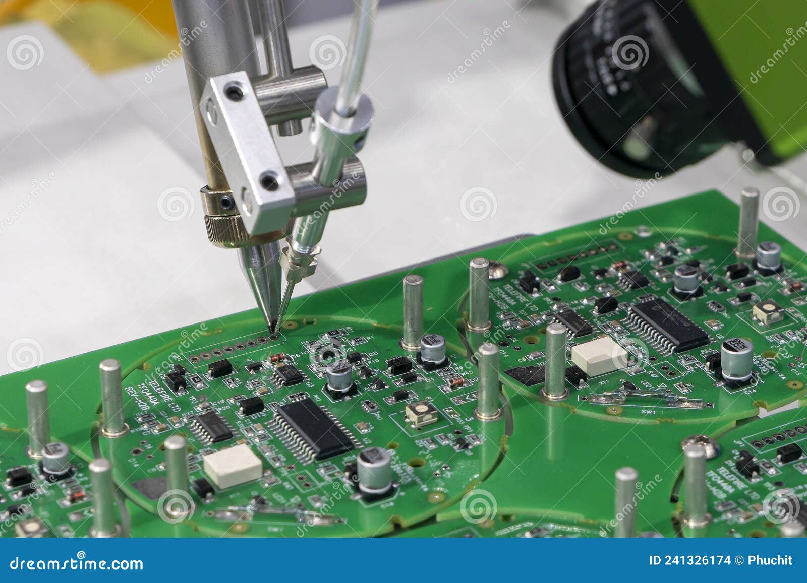The Automatic Soldering Robot Operation with PCB Board Stock Photo ...