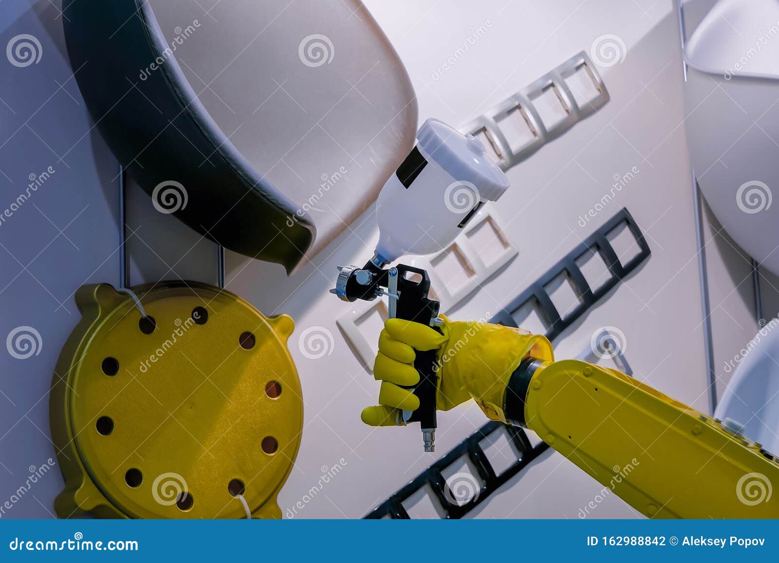 Automatic Spray Painting Robotic Arm Manipulator during Work at ...