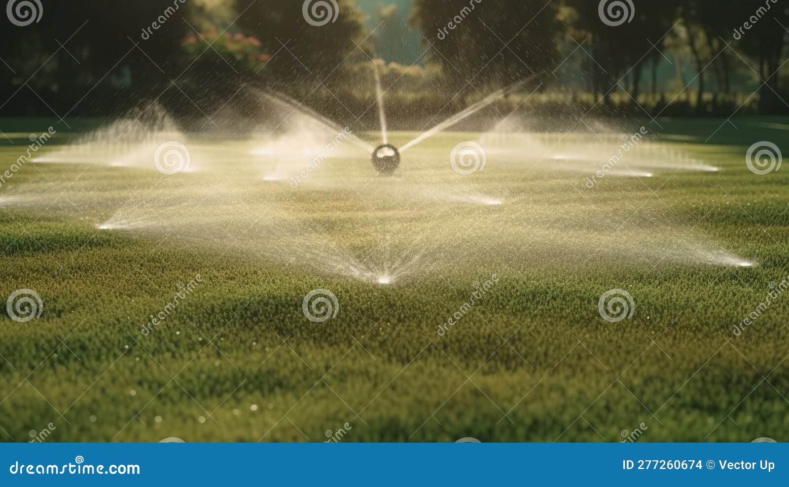 Automatic Sprinkler System Watering the Lawn. Generative AI Stock Photo ...