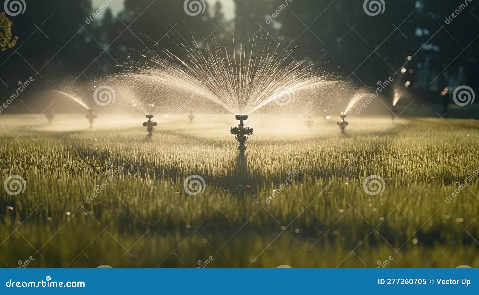 Automatic Sprinkler System Watering the Lawn. Generative AI Stock ...