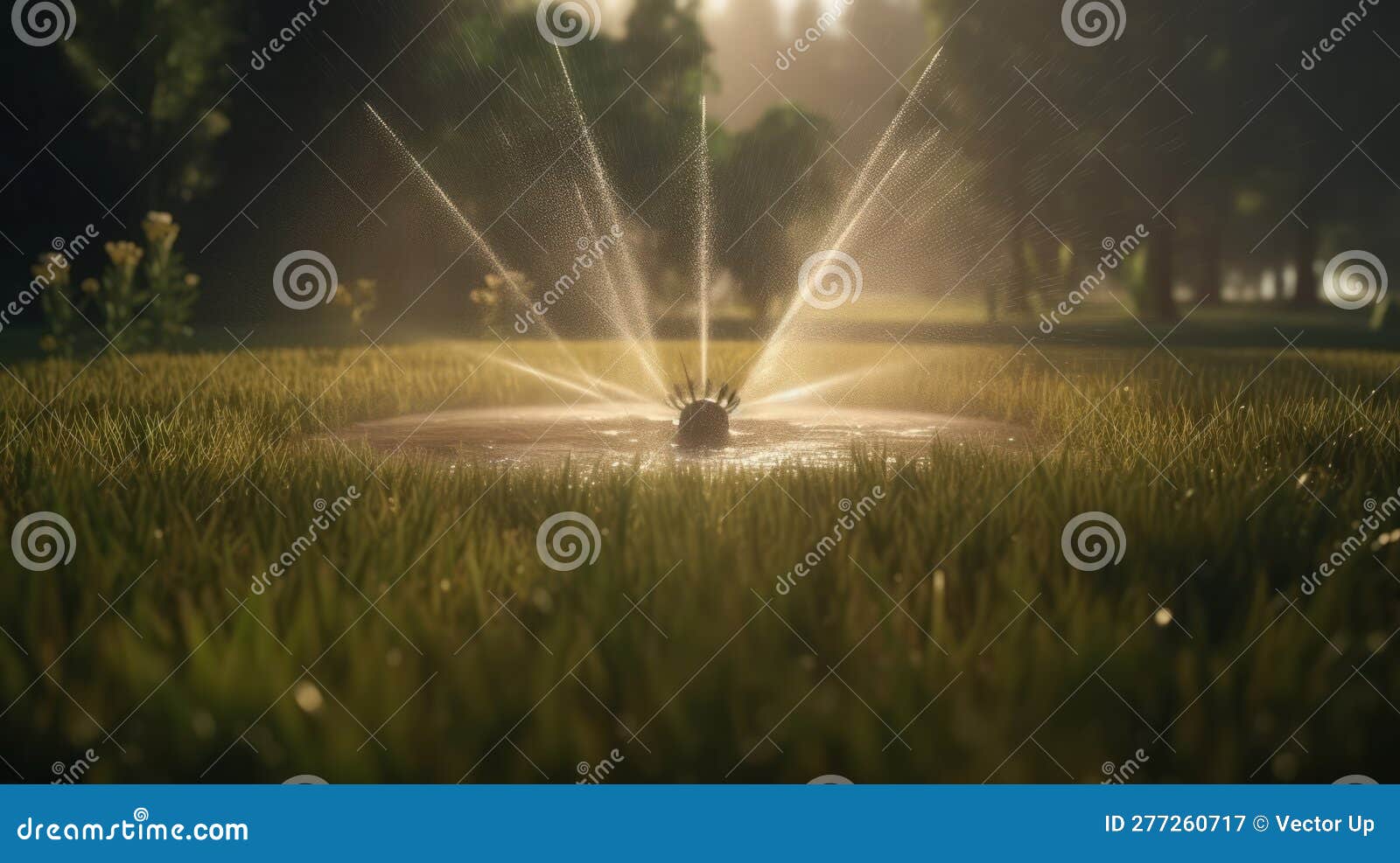 Automatic Sprinkler System Watering the Lawn. Generative AI Stock ...