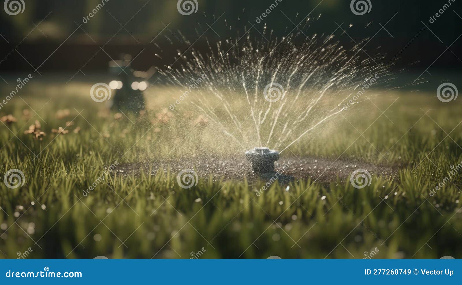 Automatic Sprinkler System Watering the Lawn. Generative AI Stock ...