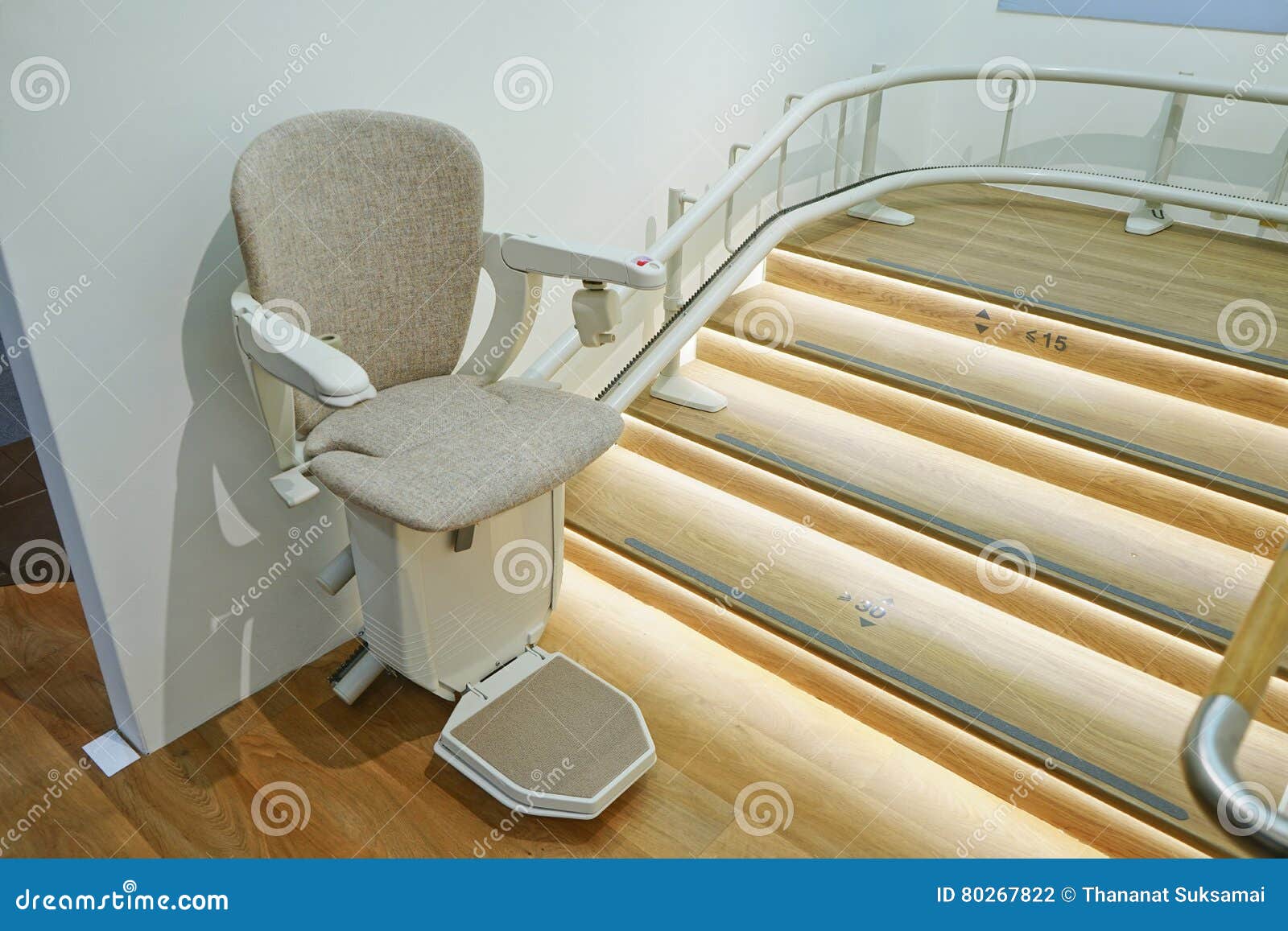 Automatic stair lift. stock photo. Image of staircase - 80267822