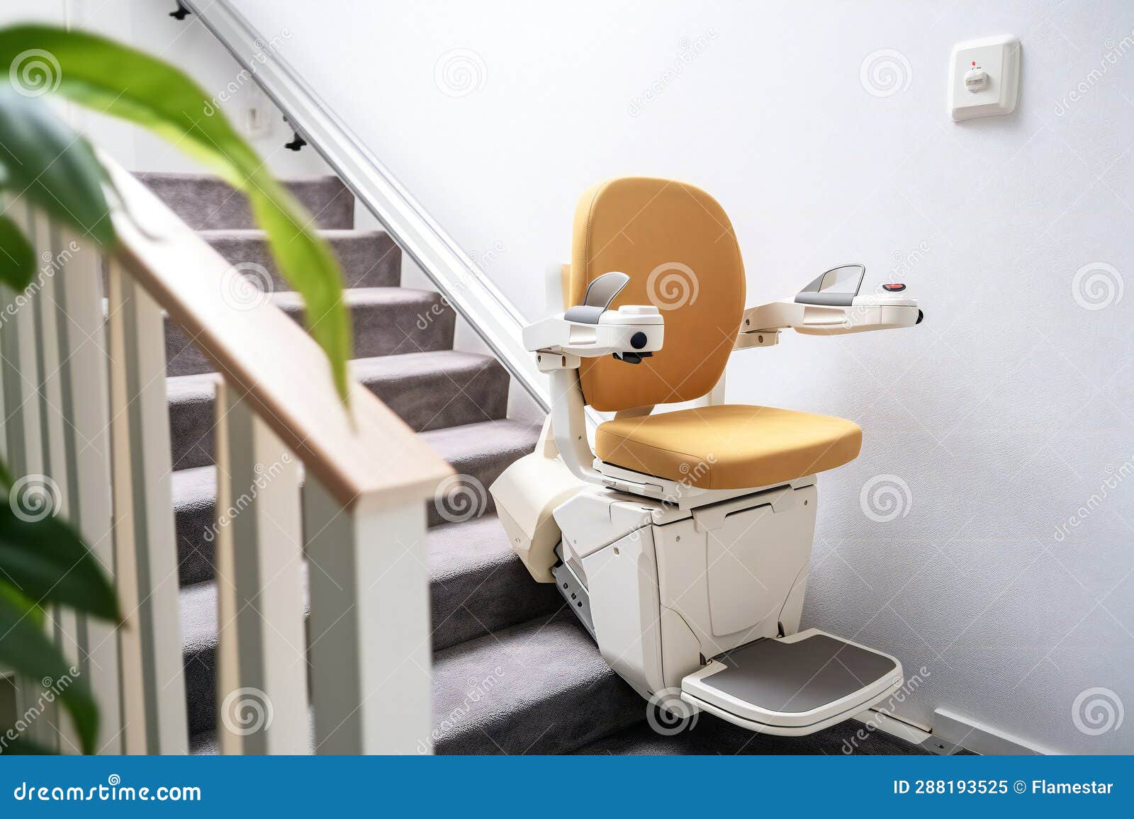 Automatic Stair Lift on Staircase Taking People Stock Illustration ...