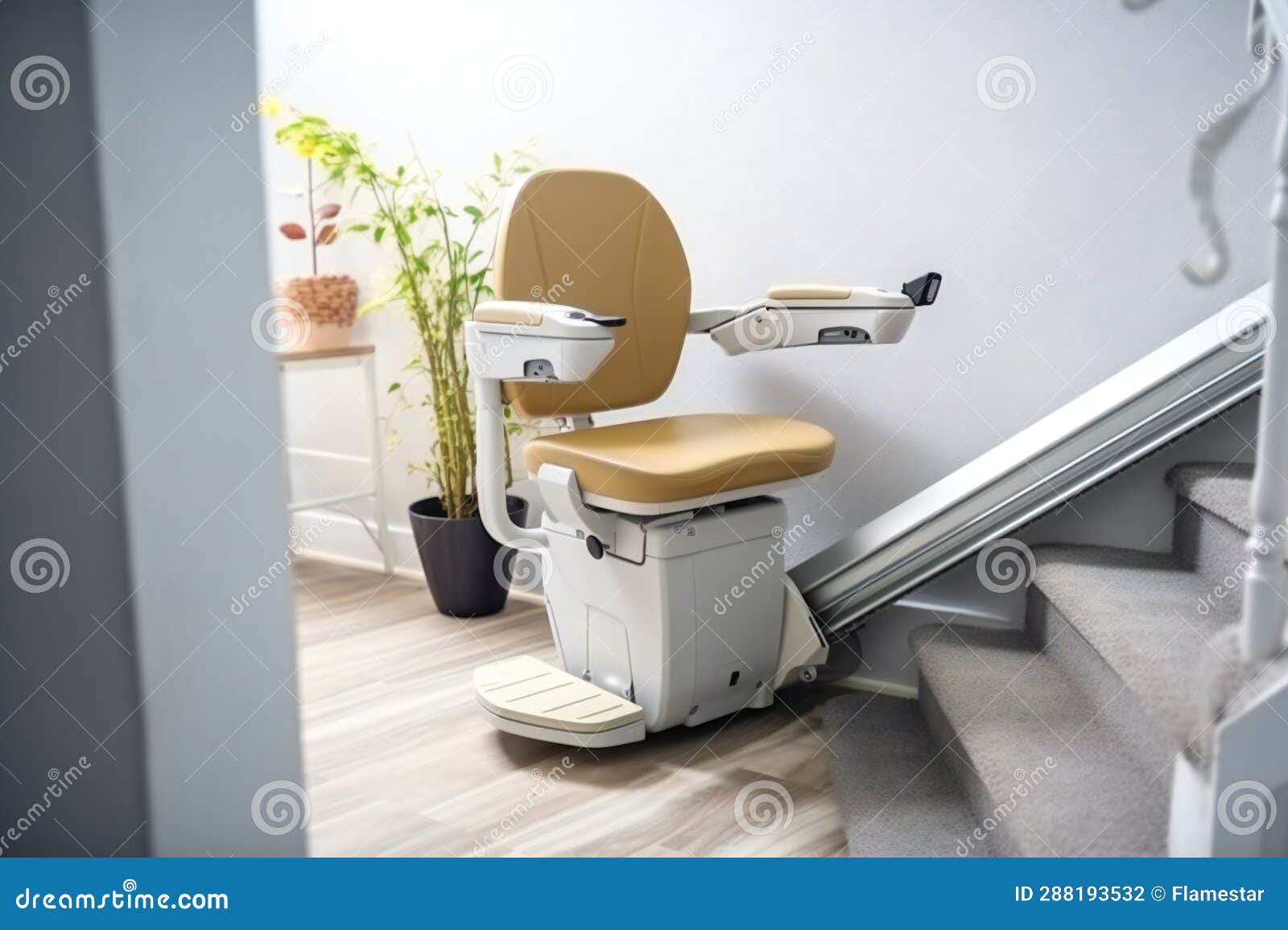 Automatic Stair Lift on Staircase Taking People Stock Photo - Image of ...