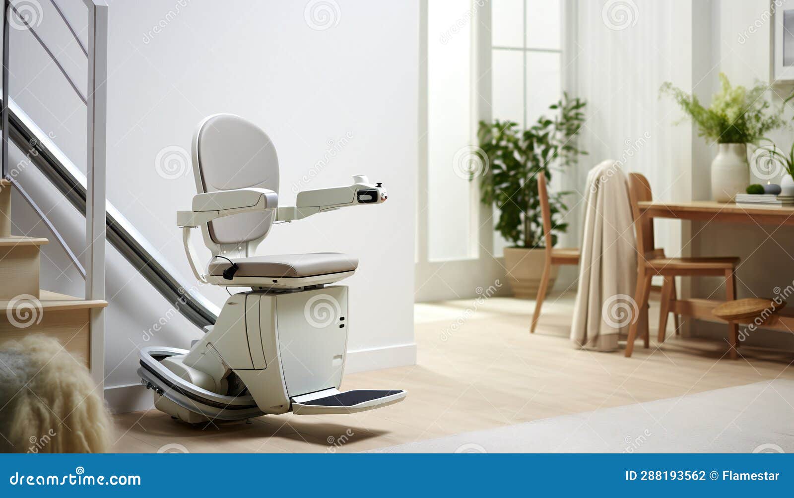 Automatic Stairlift on Staircase for Elderly or Disability Stock Photo ...