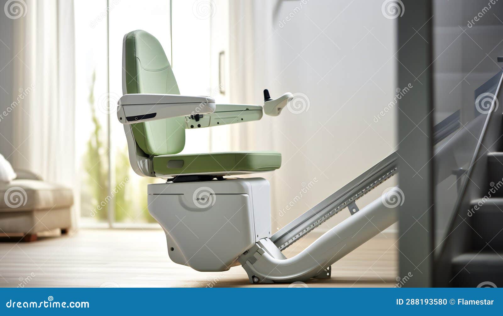 Automatic Stairlift On Staircase For Elderly Or Disability Stock ...