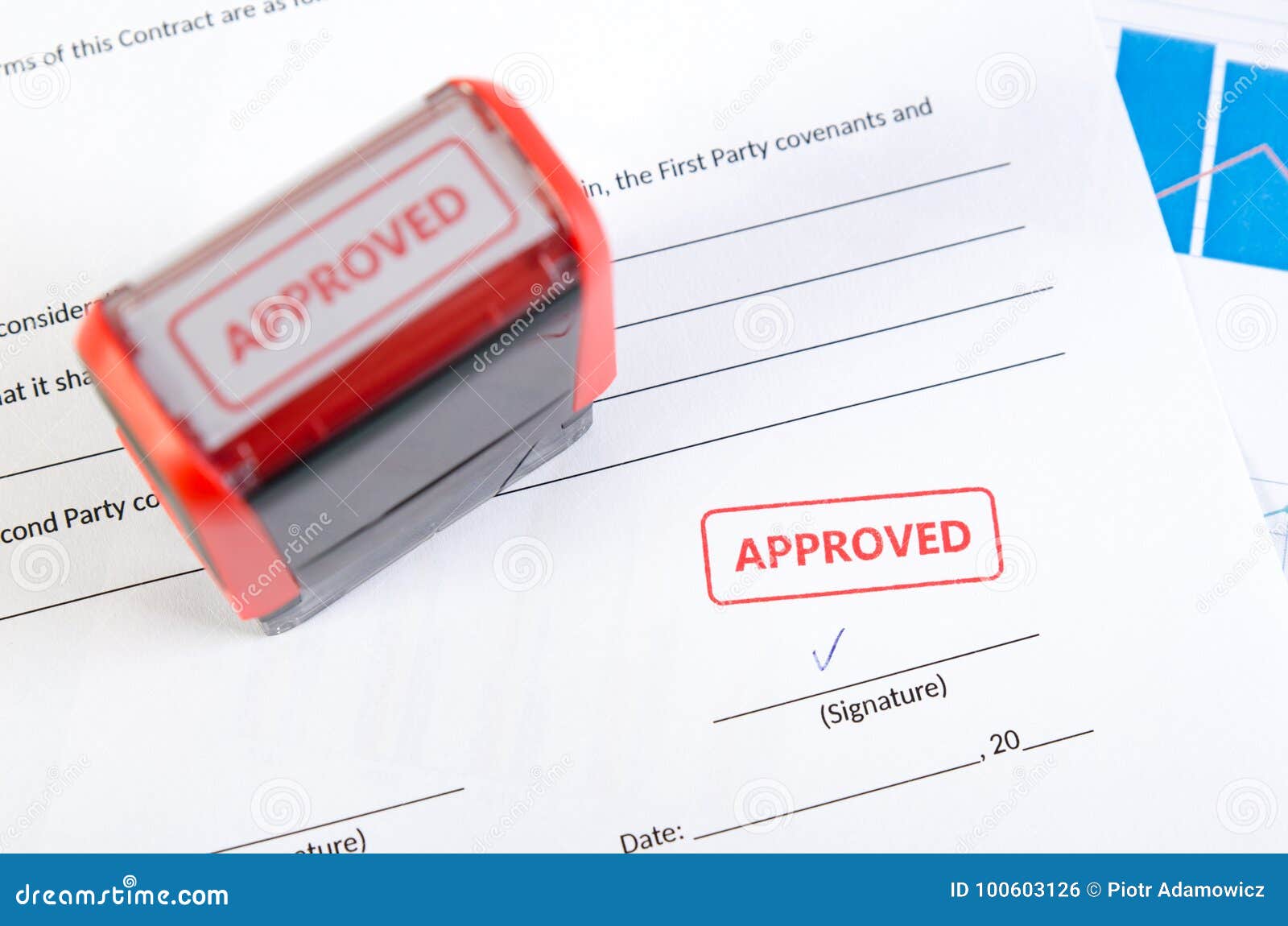Automatic Stamp on the Contract Document Stock Photo - Image of certify ...