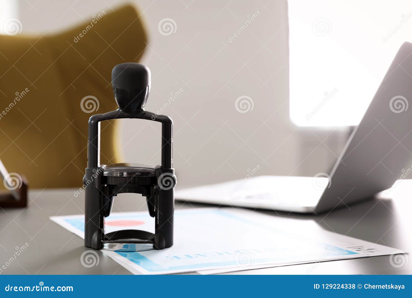 Automatic Stamp and Documents on Desk Stock Photo - Image of clerk ...