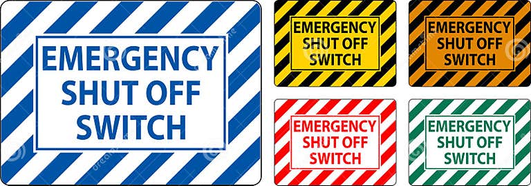 Automatic Start Hazard Sign Emergency Shut Off Switch Stock Vector ...