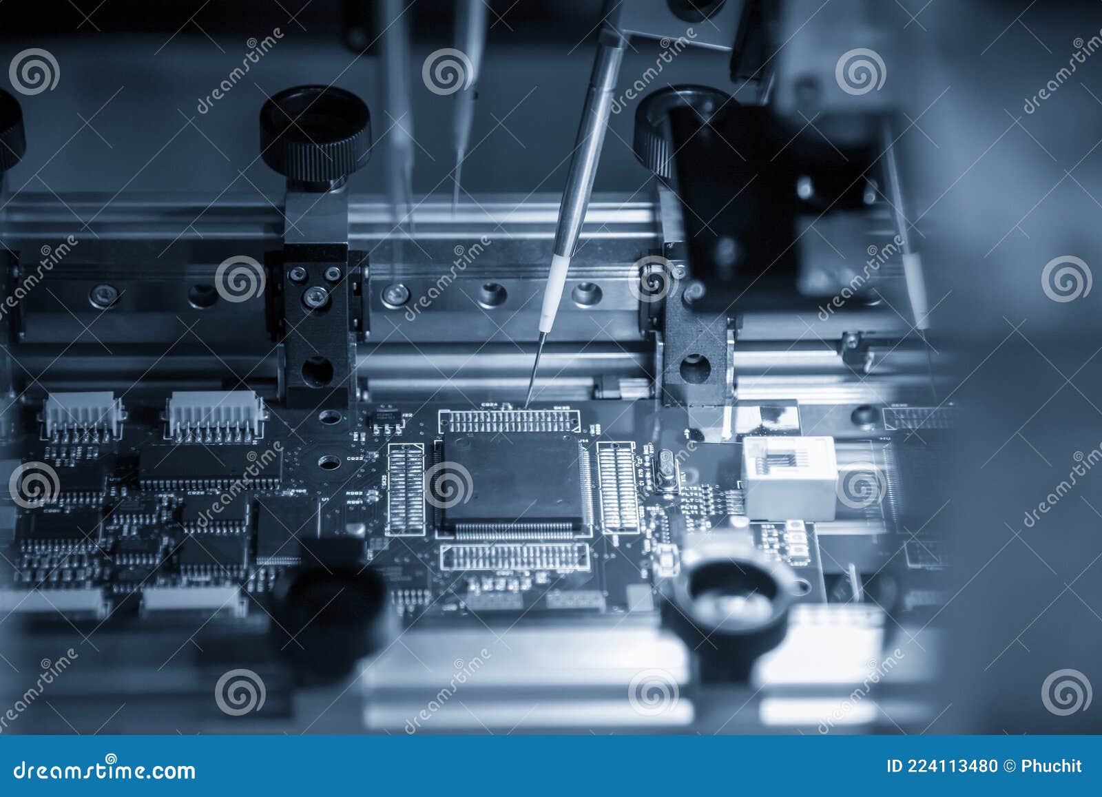 The Automatic System Assembly Line for Electronics Circuit Board. Stock ...