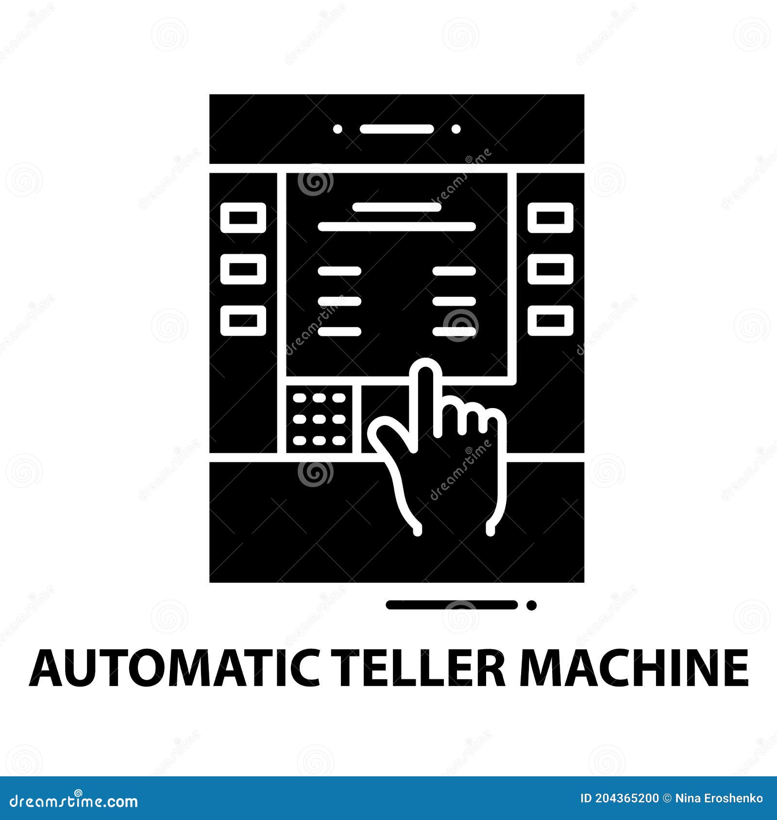 Automatic Teller Machine Icon, Black Vector Sign with Editable Strokes ...
