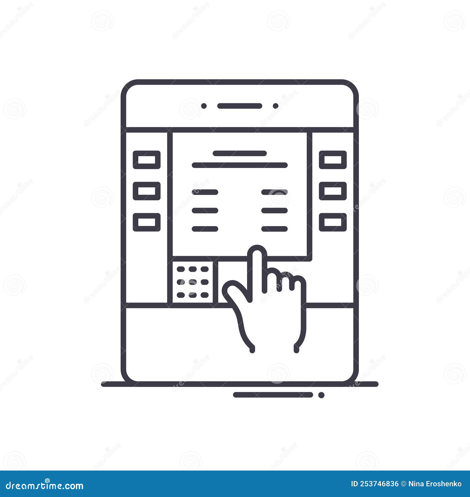 Automatic Teller Machine Line Icon, Outline Symbol, Vector Illustration ...