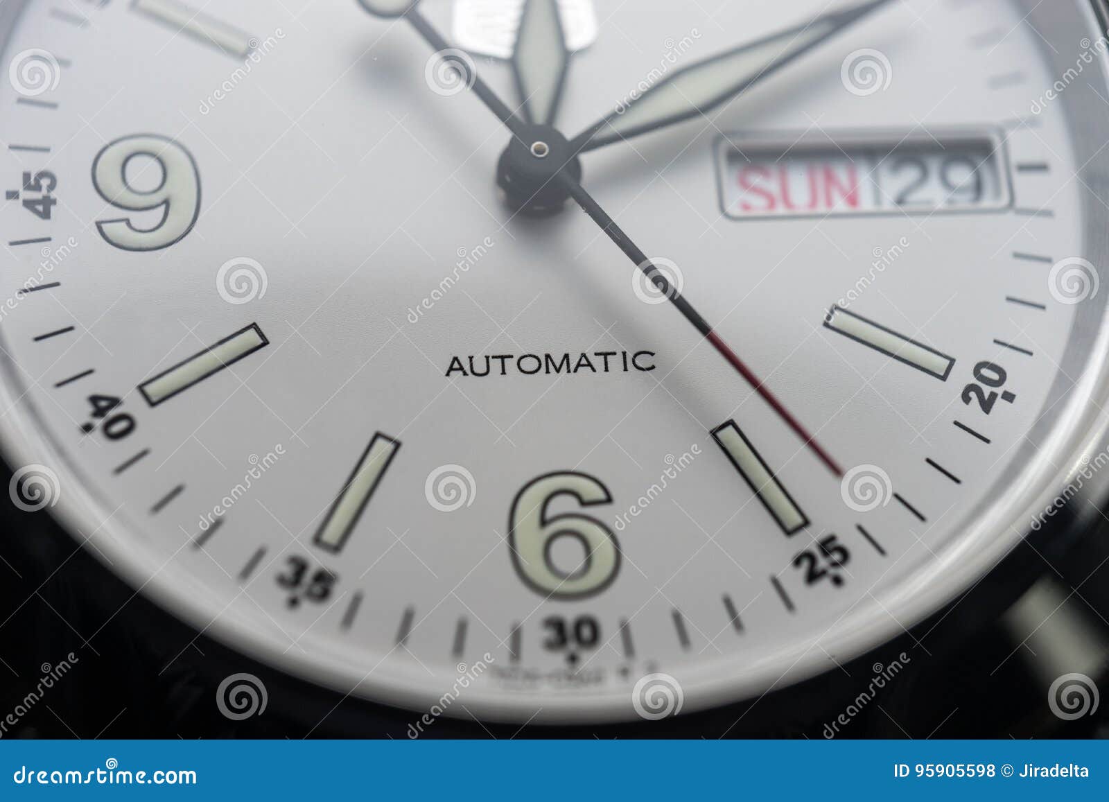 Automatic Text on White Watch Face Stock Photo - Image of face ...