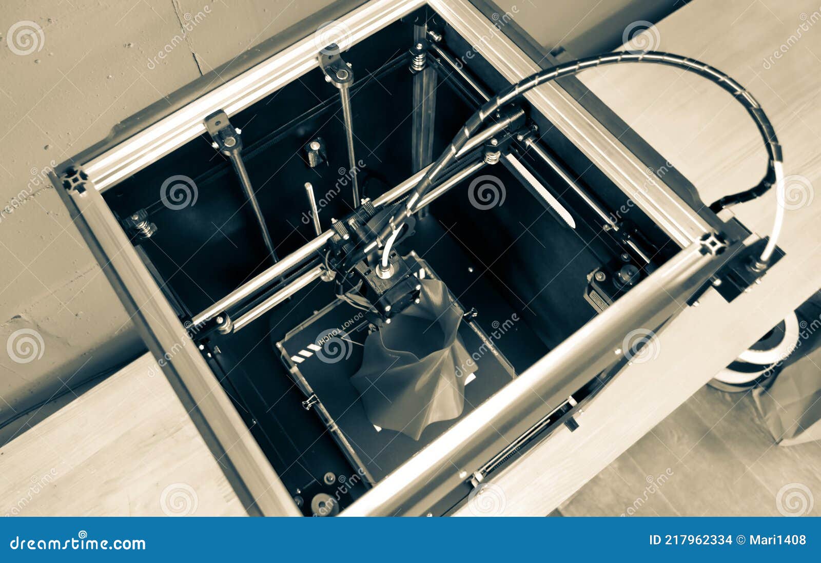 Automatic Three Dimensional 3d Printer Performs Plastic. Stock Photo ...