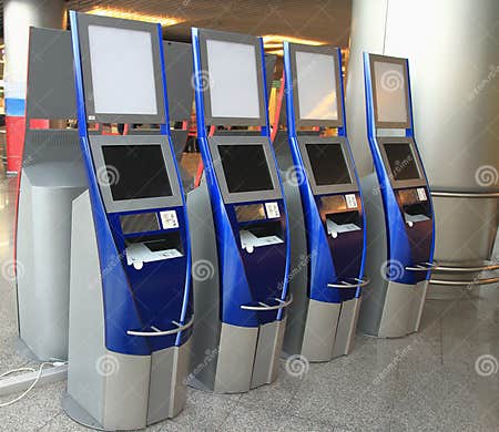 Automatic Ticketing System in Airport Terminal Stock Image - Image of ...