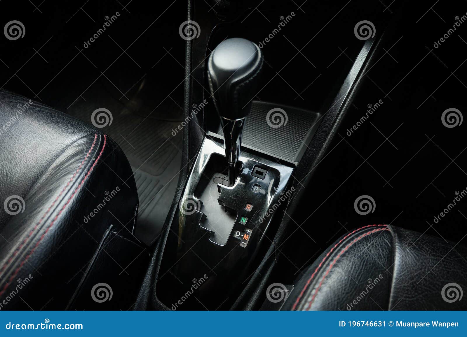 Automatic Transmission Shift Selector in the Car Interior. Closeup a ...