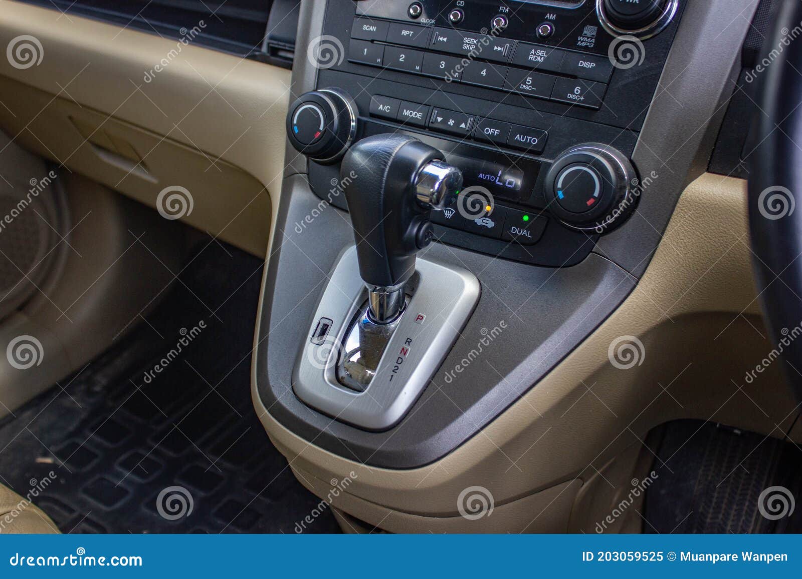 Automatic Transmission Shift Selector in the Car Interior. Closeup a ...