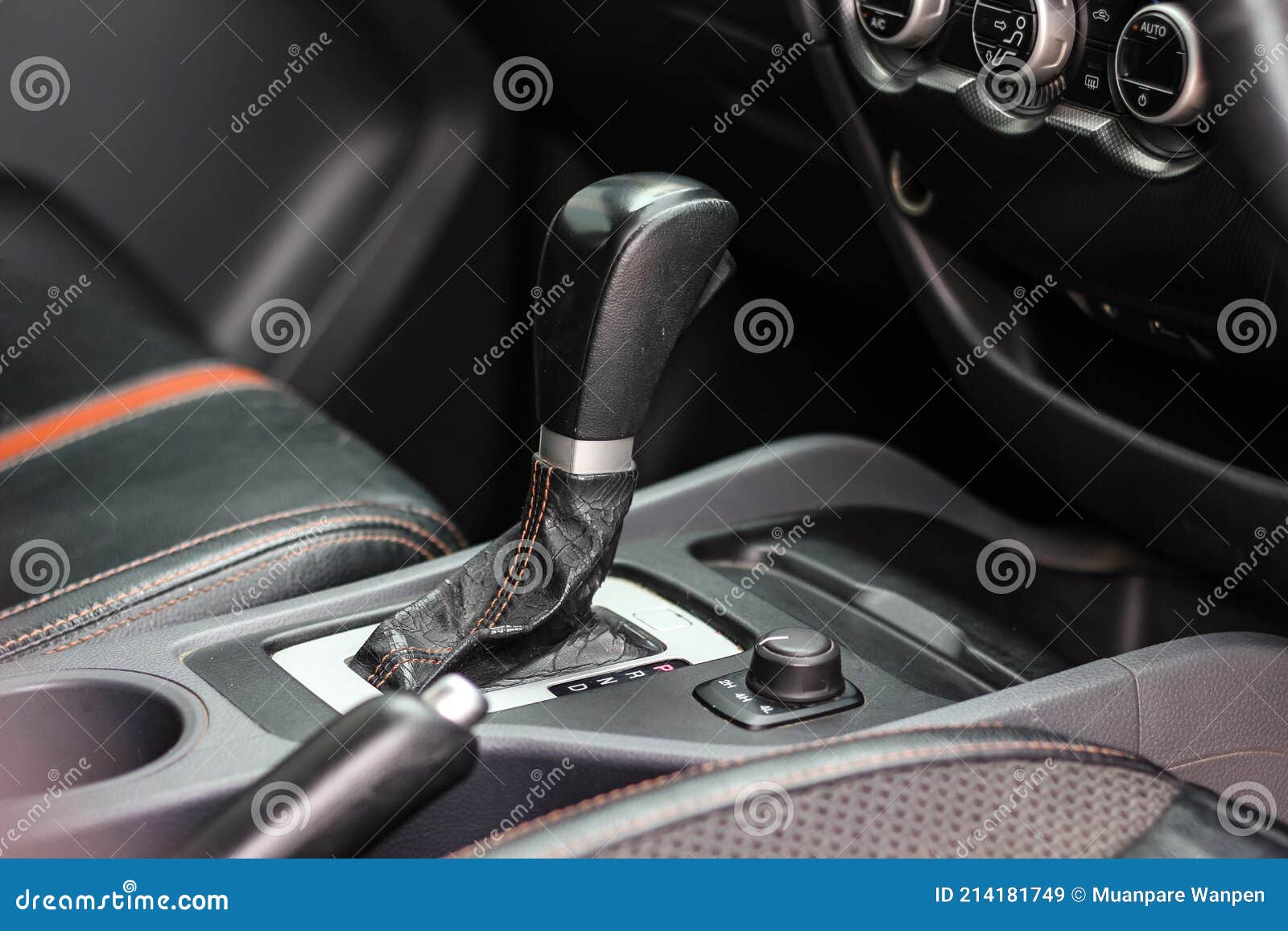 Automatic Transmission Shift Selector in the Car Interior. Closeup a ...