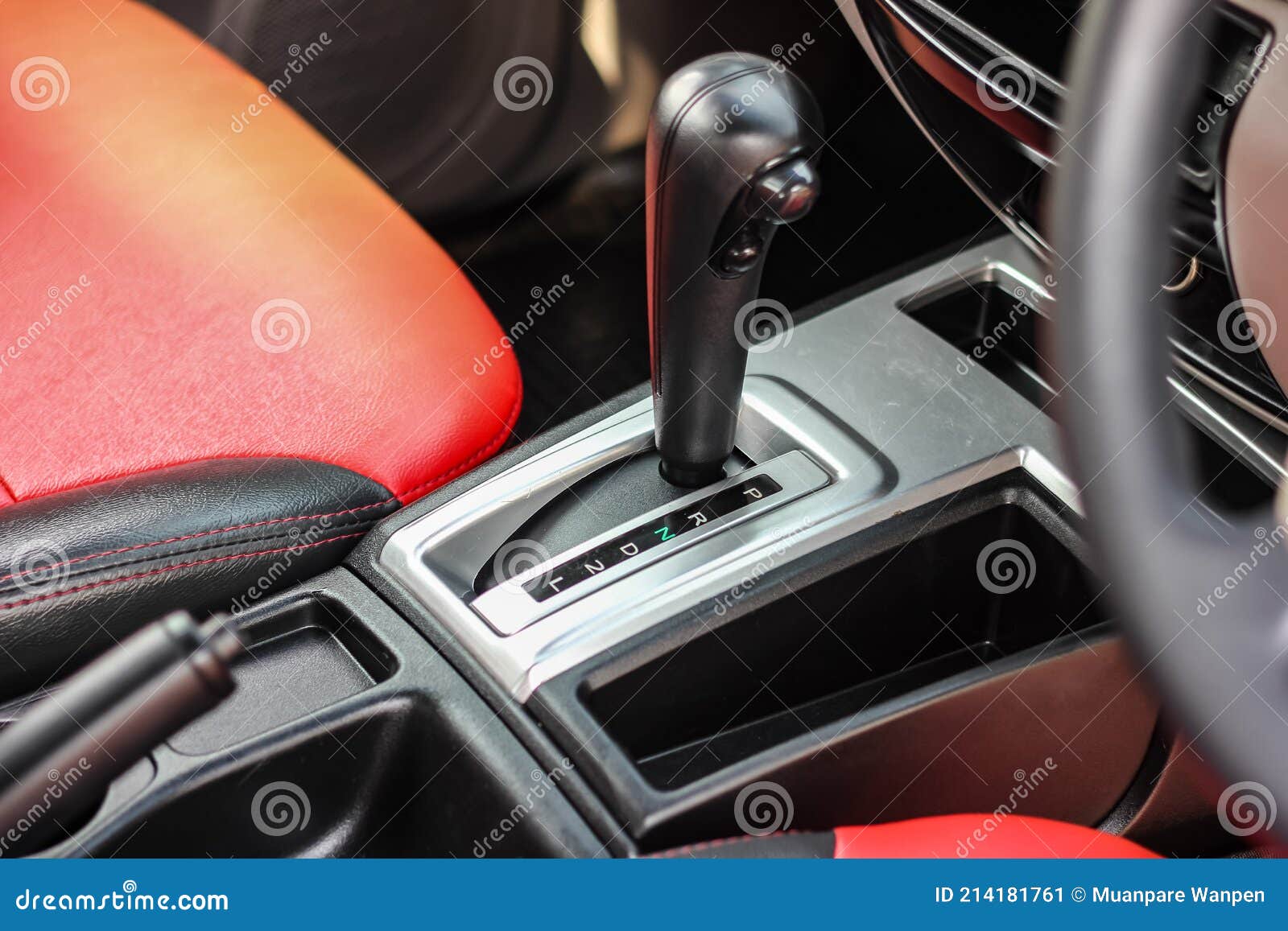 Automatic Transmission Shift Selector in the Car Interior. Closeup a ...