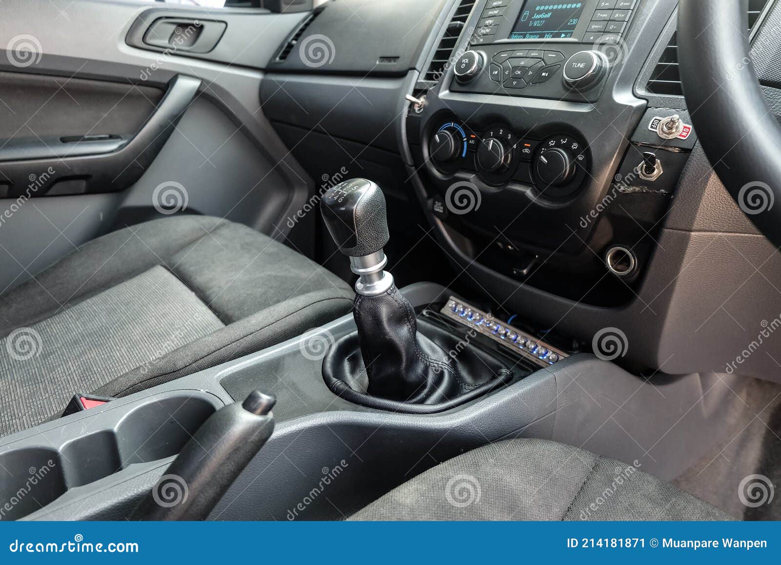 Automatic Transmission Shift Selector in the Car Interior. Closeup a ...