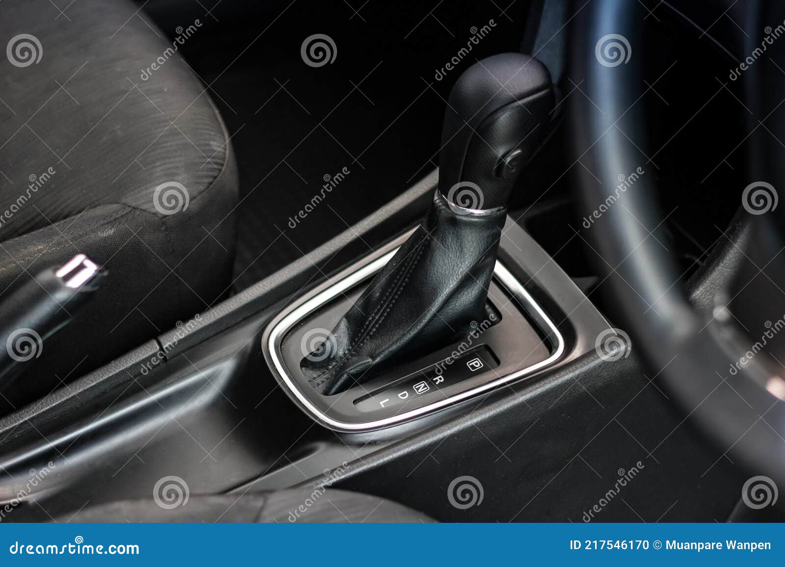 Automatic Transmission Shift Selector in the Car Interior. Closeup a ...