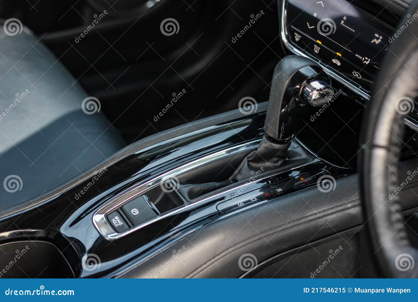 Automatic Transmission Shift Selector in the Car Interior. Closeup a ...